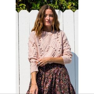Wild Luxe | Sweaters | Light Pink Knit Diamond Pom Pom Sweater | Poshmark